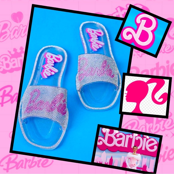 Barbie | Shoes | New Barbie X Forever 2 Barbie Rhinestone Jelly Slides ...